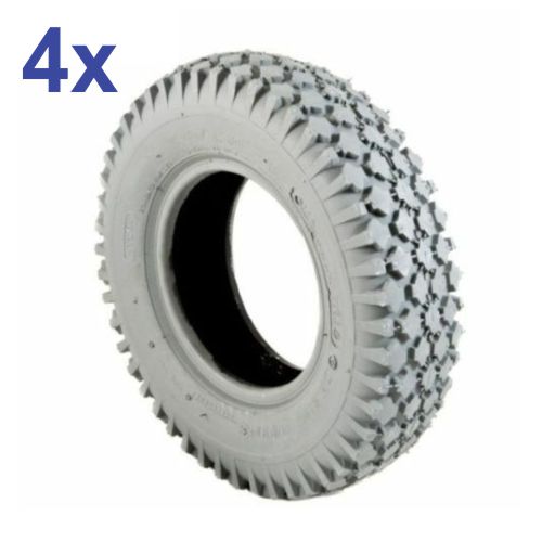 Set of (4x) 4.10/3.50-6 Grey Block Tread Mobility Scooter Tyres 410 ...